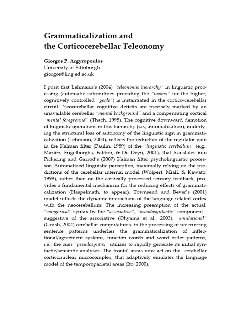 Grammaticalization_and_the_Corticocerebe | PDF | Linguistics | Subject (Grammar)