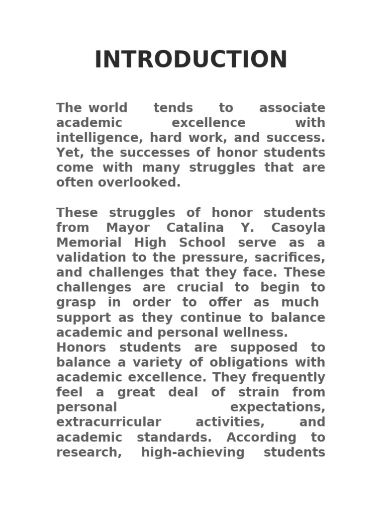 Challenges Faced by Honor Students | PDF | Psychology | Behavioural ...