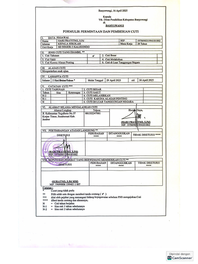 Formulir Hari Prayitno | PDF