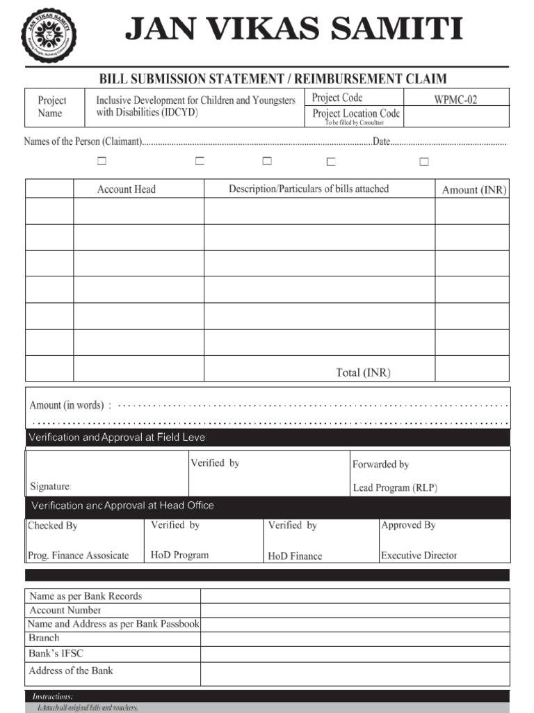 Bill Submission Format Idcyd 2024 | PDF