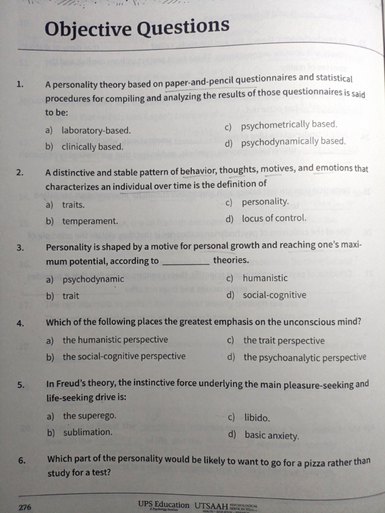 PERSONALITY MCQ | PDF