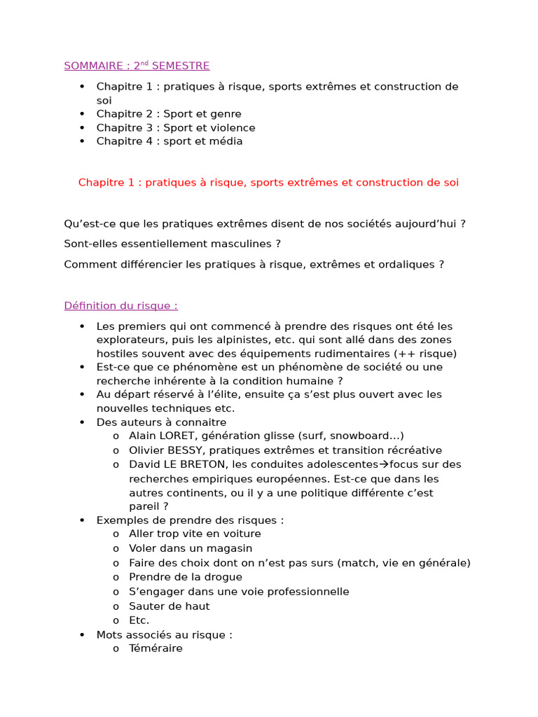 Chapitre 1 | PDF | Risque | Adolescence