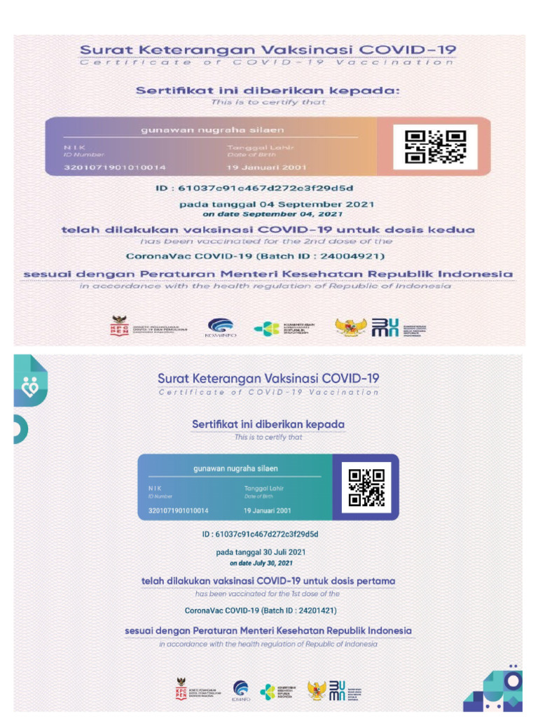 Sertifikat vaksin 2 3 | PDF
