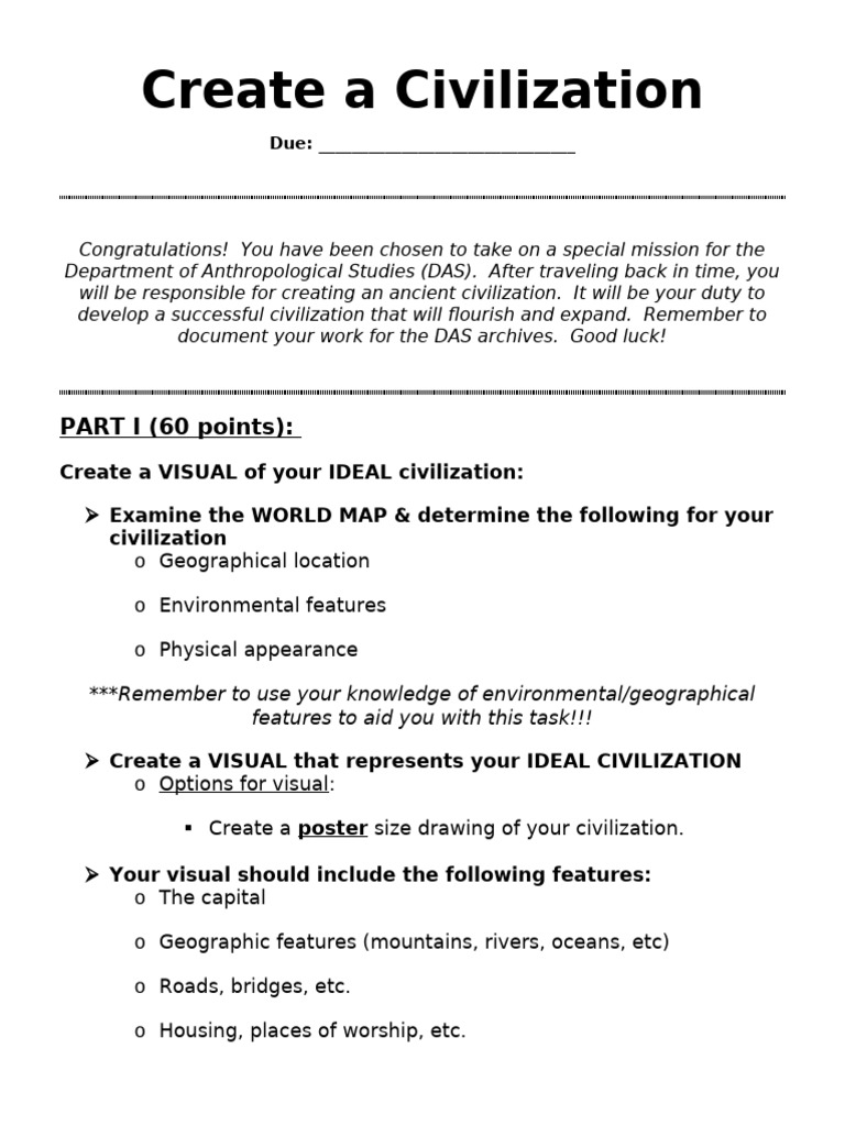 Create A Civilization Project | PDF | Civilization | Liberal Arts Education