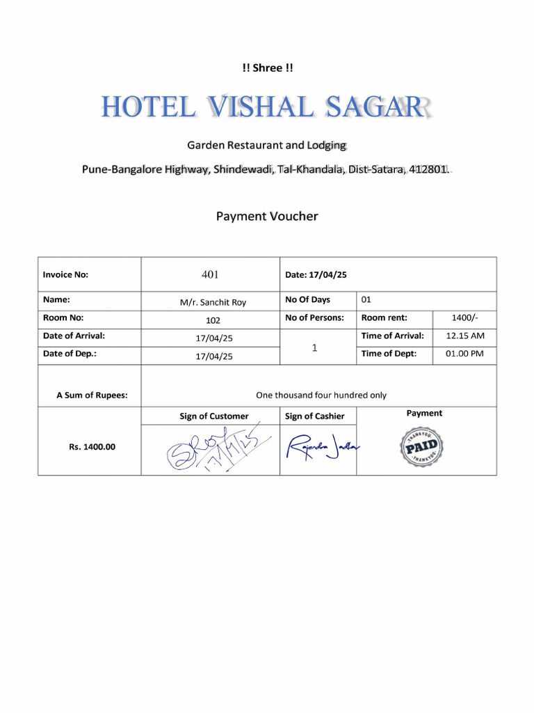 Invoice - 401 - MR Sanchit Roy | PDF