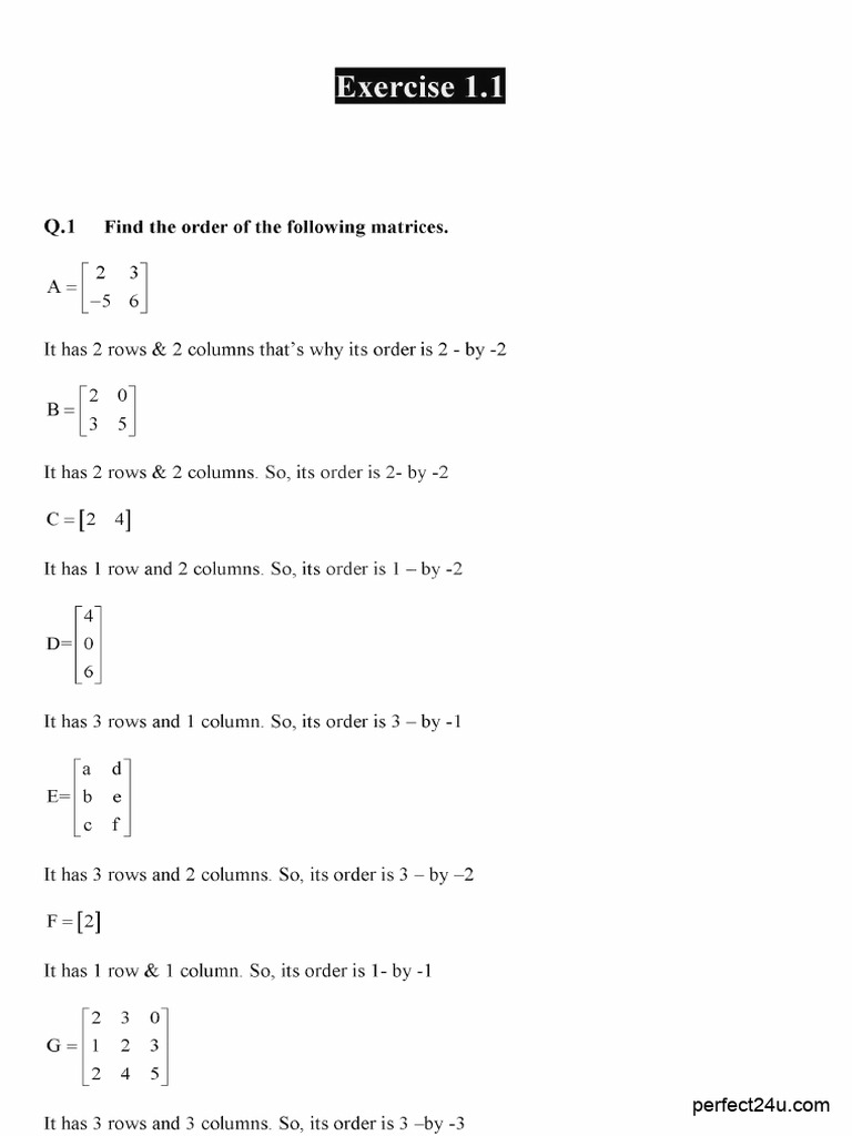 9th Class Math Chapter 1 Matrices and Determinants | PDF
