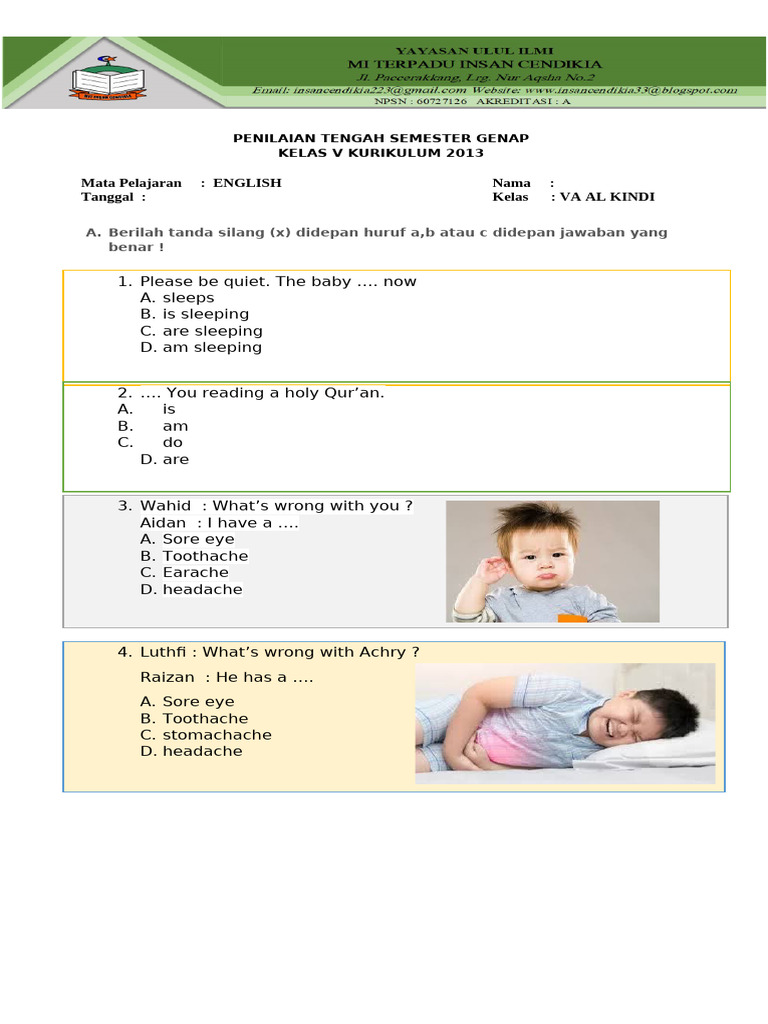 English Midterm Assessment Grade 5 | PDF