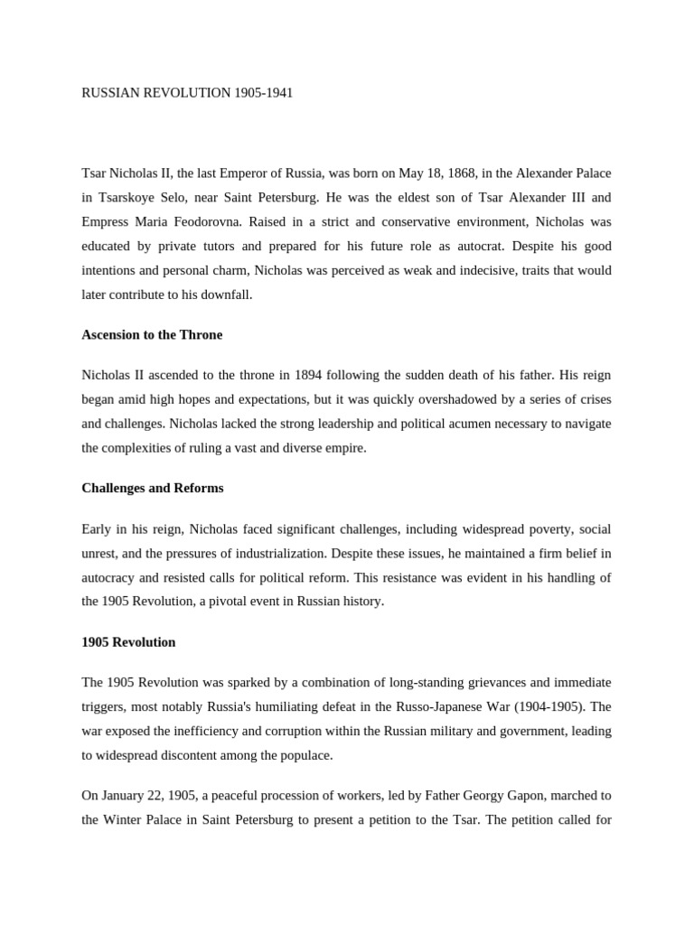 Russian Revolution 1905-1917 | PDF | Russian Empire | Russian Revolution
