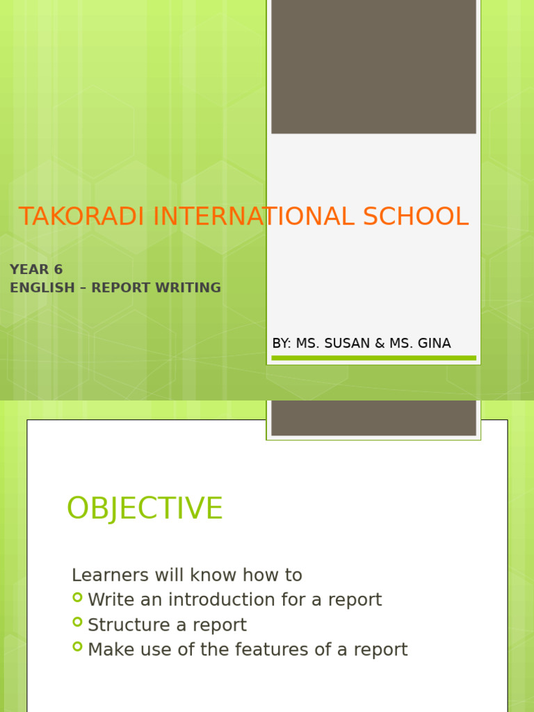 English 1st Term Lesson 9 - Report Writing | PDF | Learning