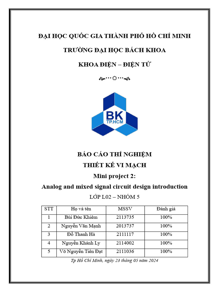 232 EE3165 ICDesign Mini-Proj-2 L02 N05 2113735 | PDF