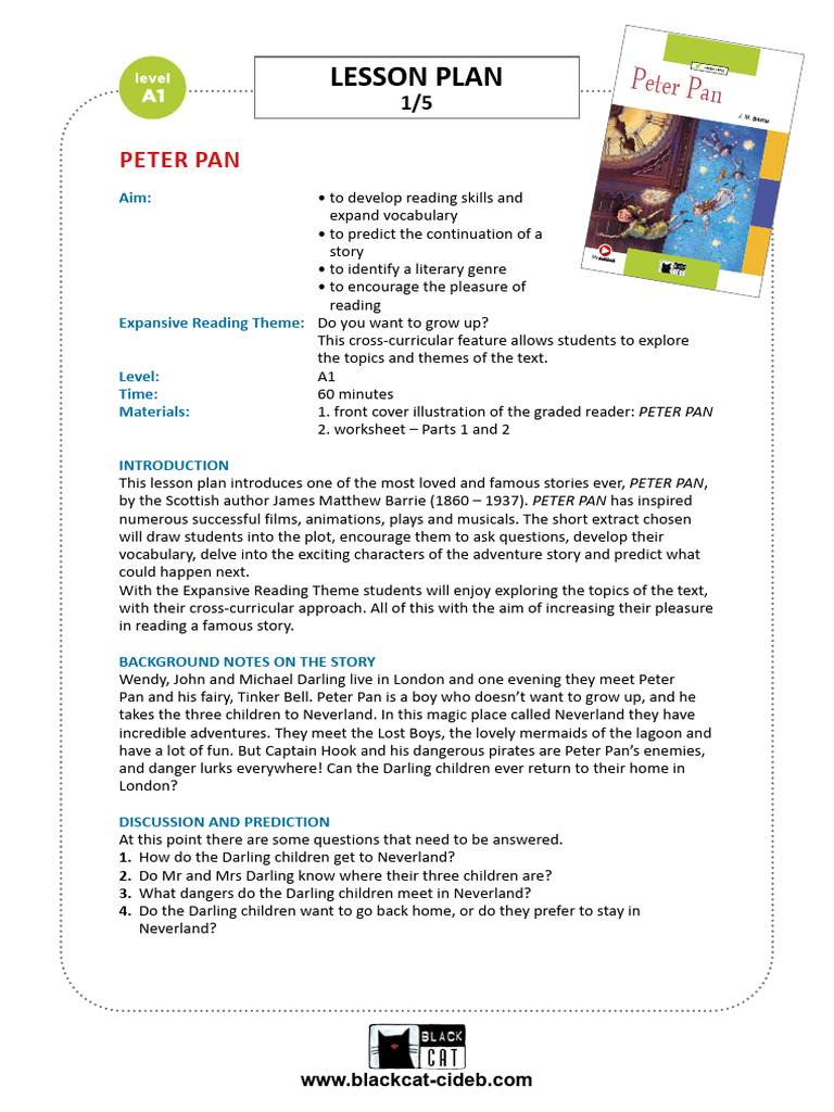 Peter Pan Lesson Plan for A1 Students | PDF | Neverland | Peter Pan ...