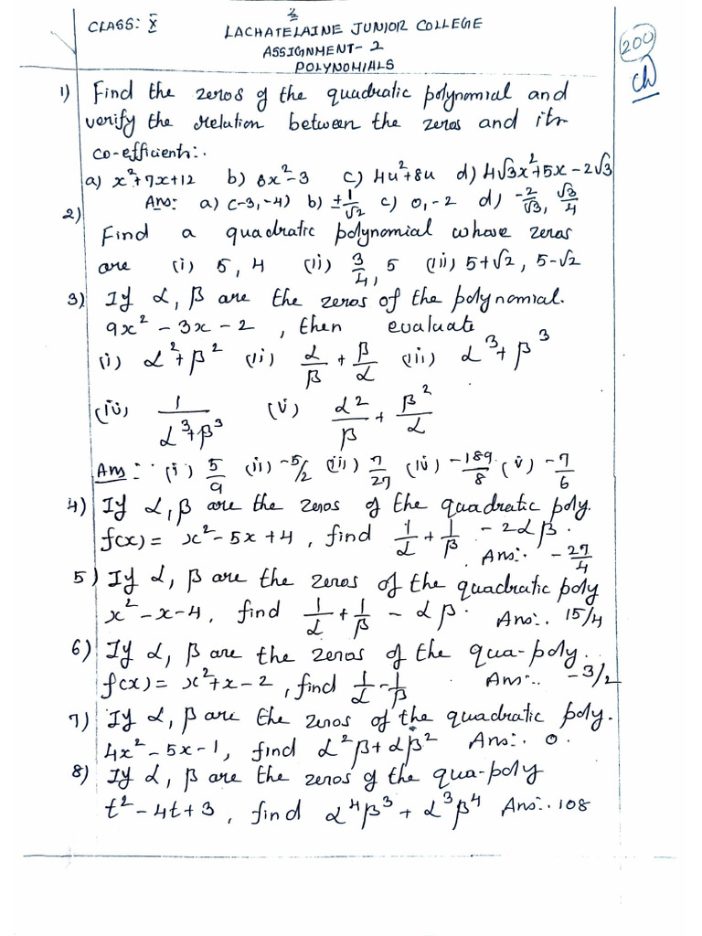 CH 2 Polynomials | PDF