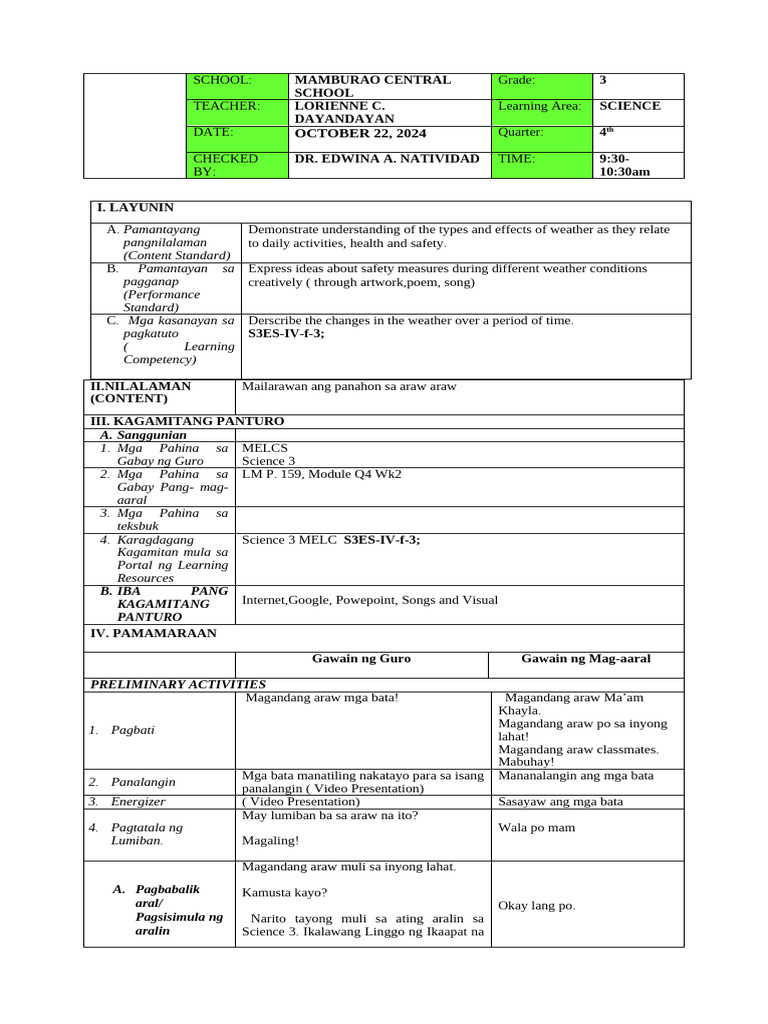 Detailed Lesson Plan Science | PDF