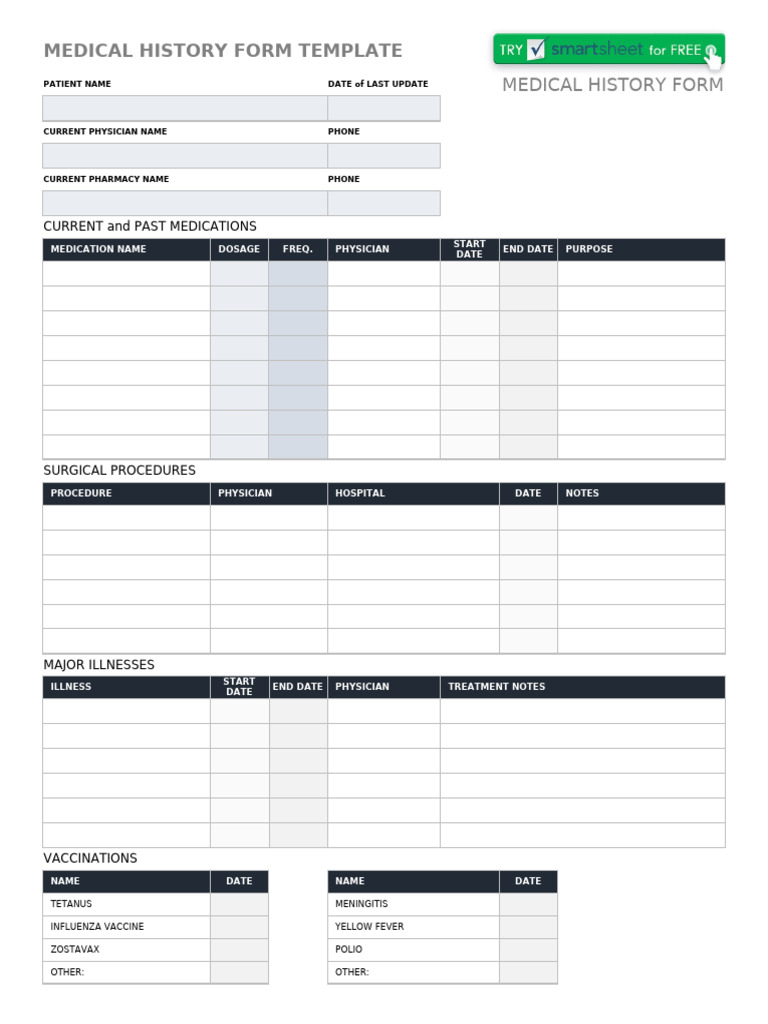 Medication History Form Template | PDF