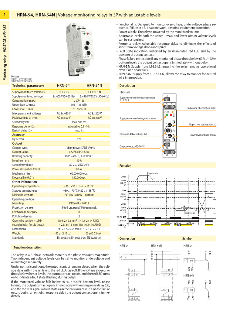Datasheet HRN 54 HRN 54N | PDF | Relay | Power Supply