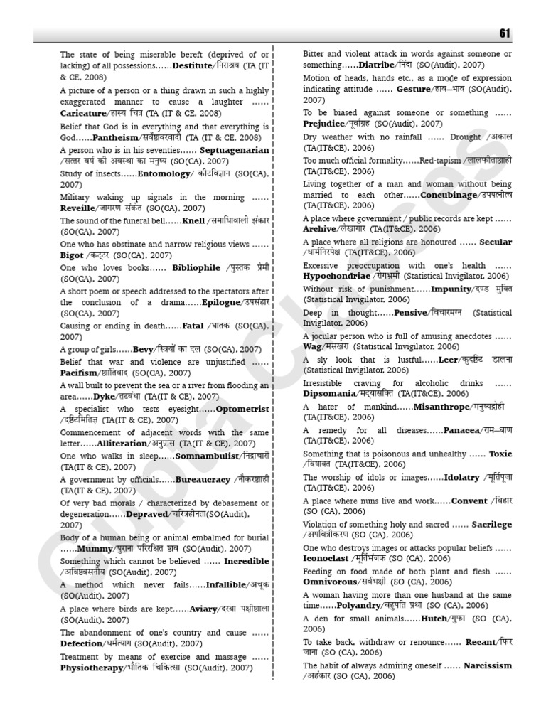 One Word Substitute Fill in The Blanks - Part 5 | PDF