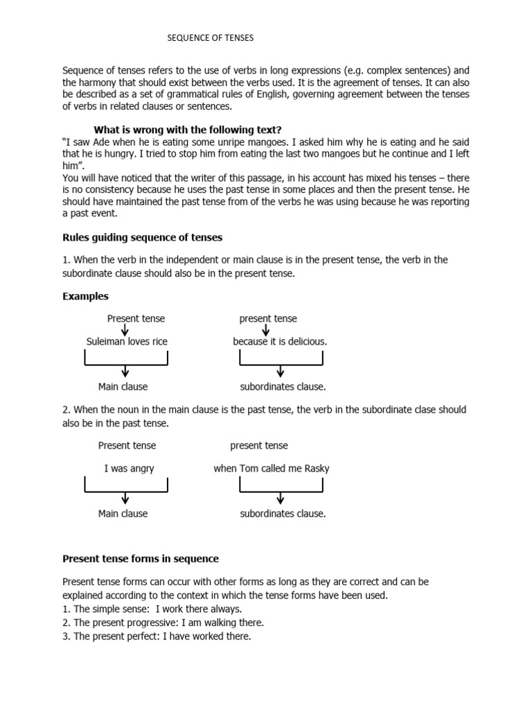 Understanding Sequence of Tenses | PDF | Grammatical Tense | Clause