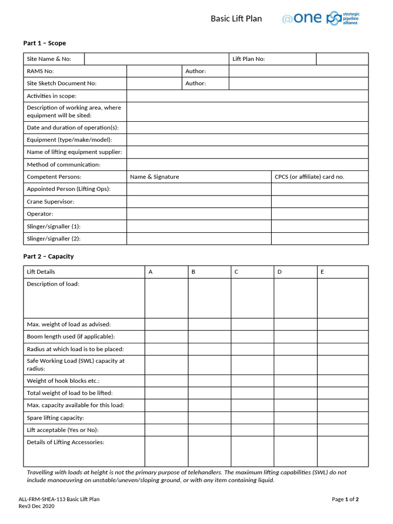 Basic Lift Plan Template | PDF | Crane (Machine)