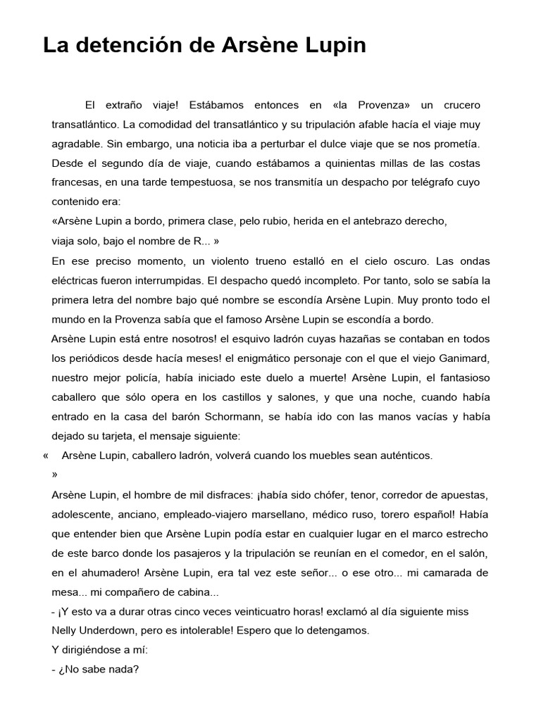Arrestation Arsene Lupin Es | PDF