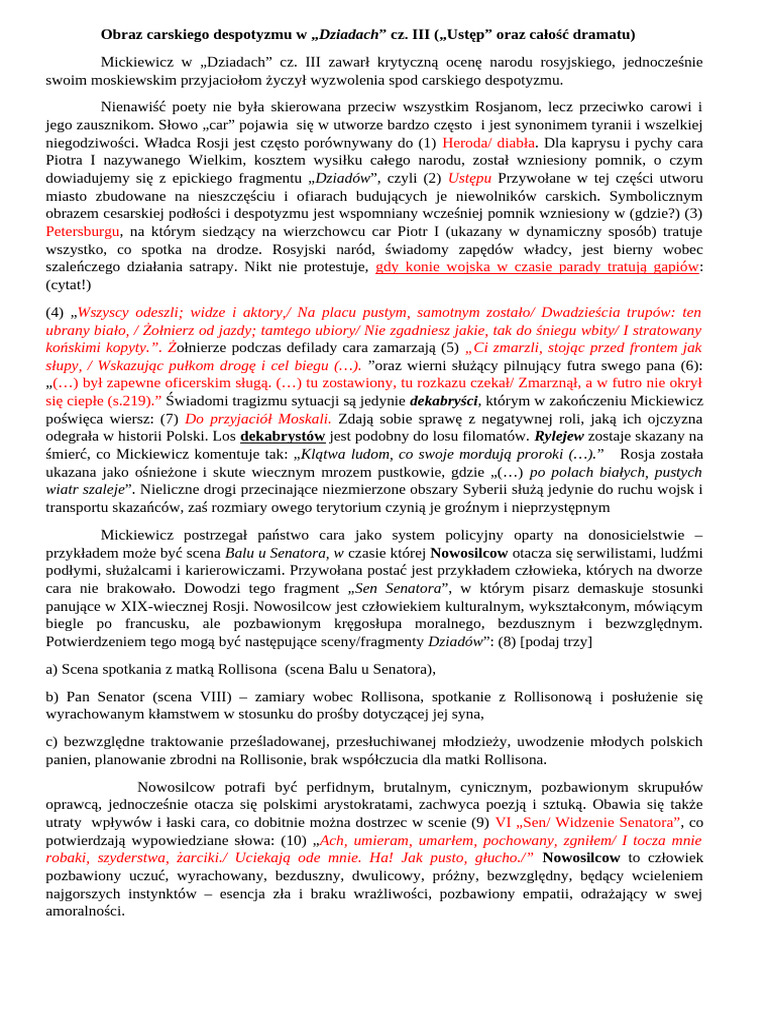 Dziady - Obraz Despotyzmu | PDF