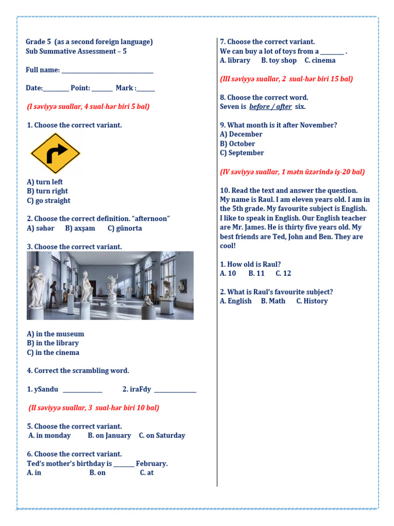 Grade 5-Sub Sum 5 (2-ci x.d) Vəfa Nurəli | PDF
