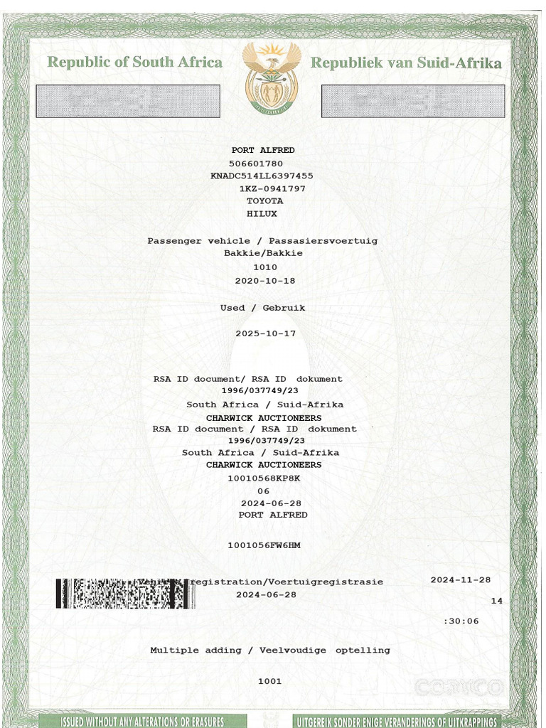 Vehicle Certificate | PDF