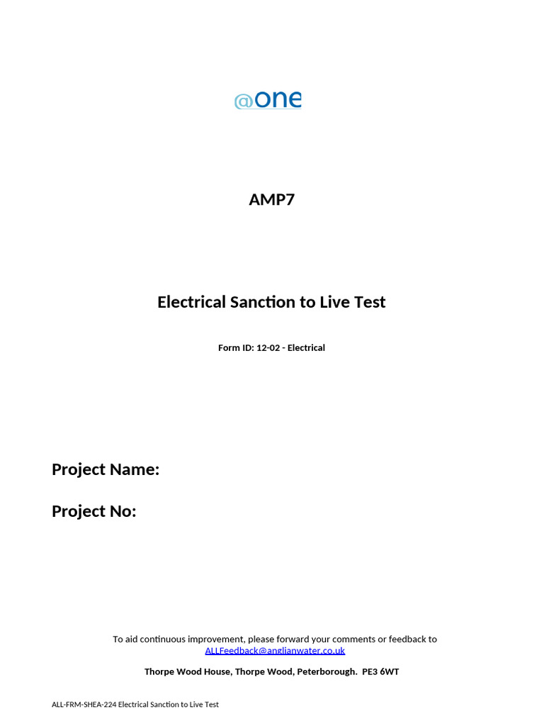 Electrical Sanction to Live Test Form | PDF | Safety