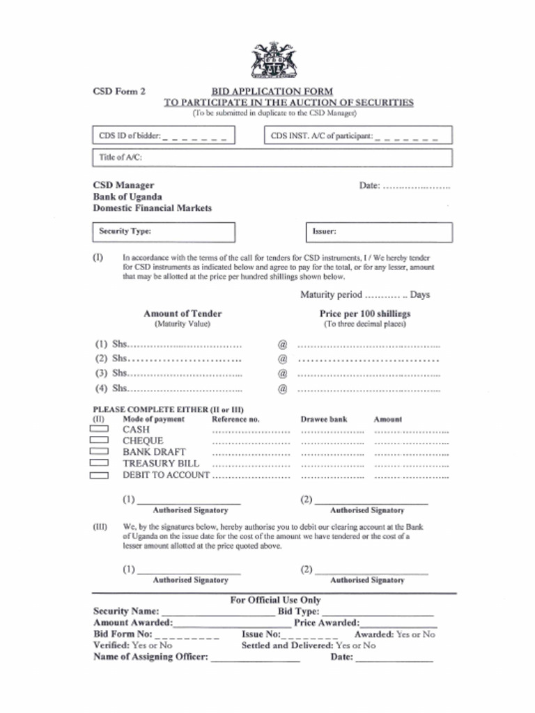 Bid Application Form | PDF