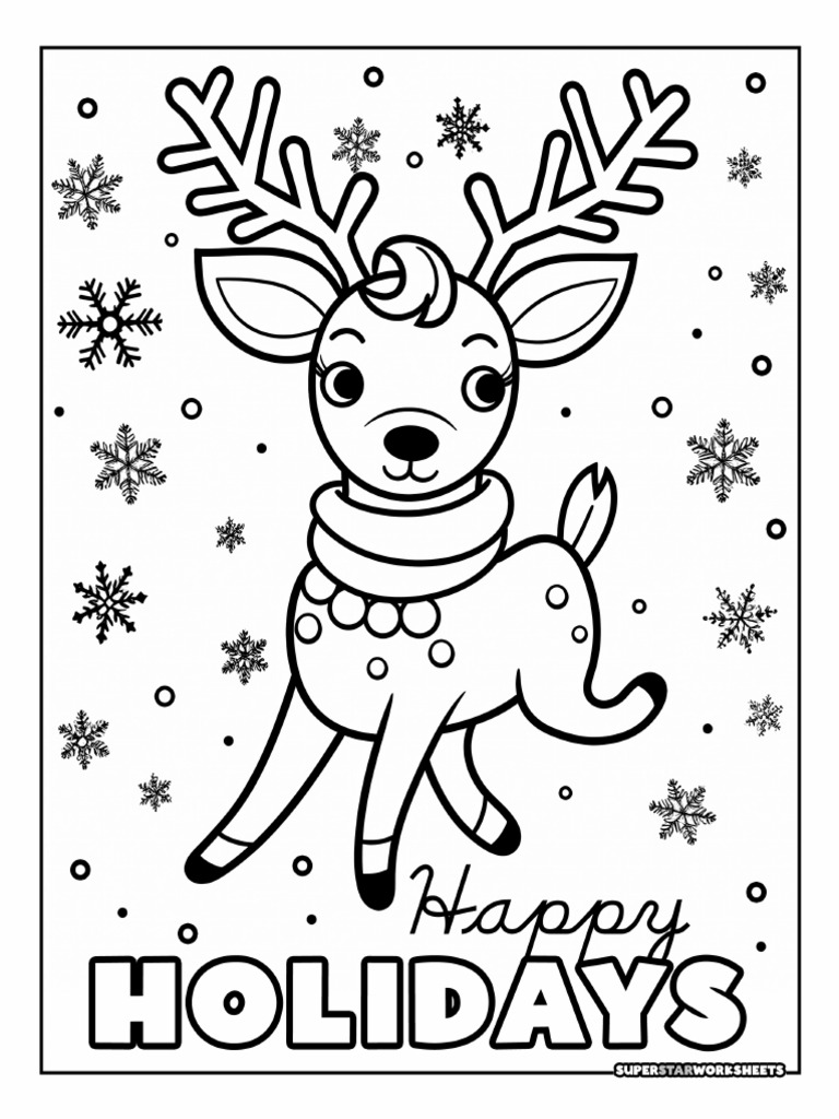 HappyHolidaysReindeerColoringPage 1 | PDF