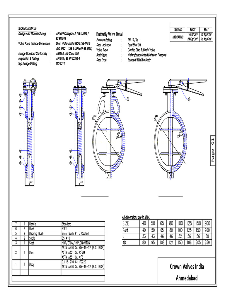 Wafer Type Butterfly Valve | PDF