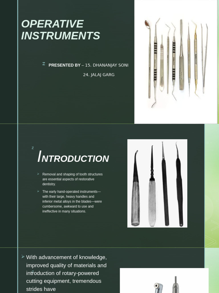 Operative Instruments in Dentistry | PDF | Tooth Enamel | Blade