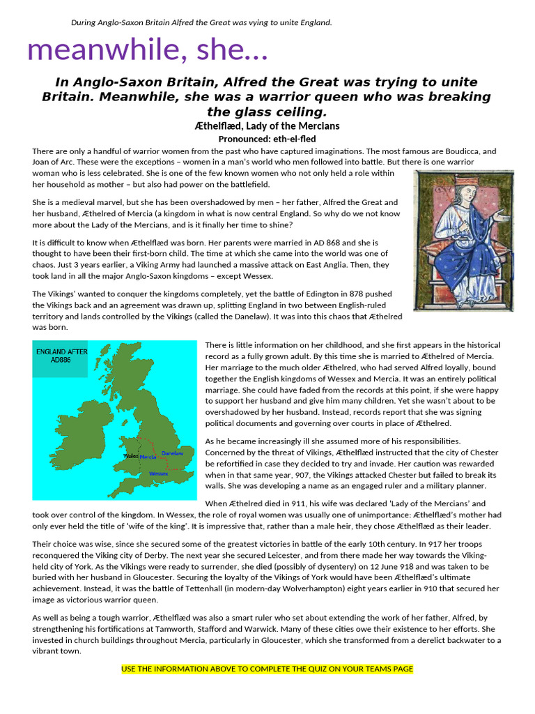 Meanwhile in Herstory .... Lady of The Mercians | PDF | Anglo Saxon England | Middle Ages