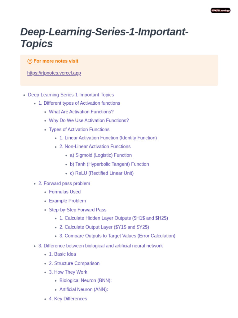 Deep-Learning-Series-1-Important-Topics | PDF | Deep Learning | Algorithms