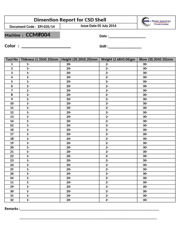 Ccm01 Dimention Report (New) | PDF