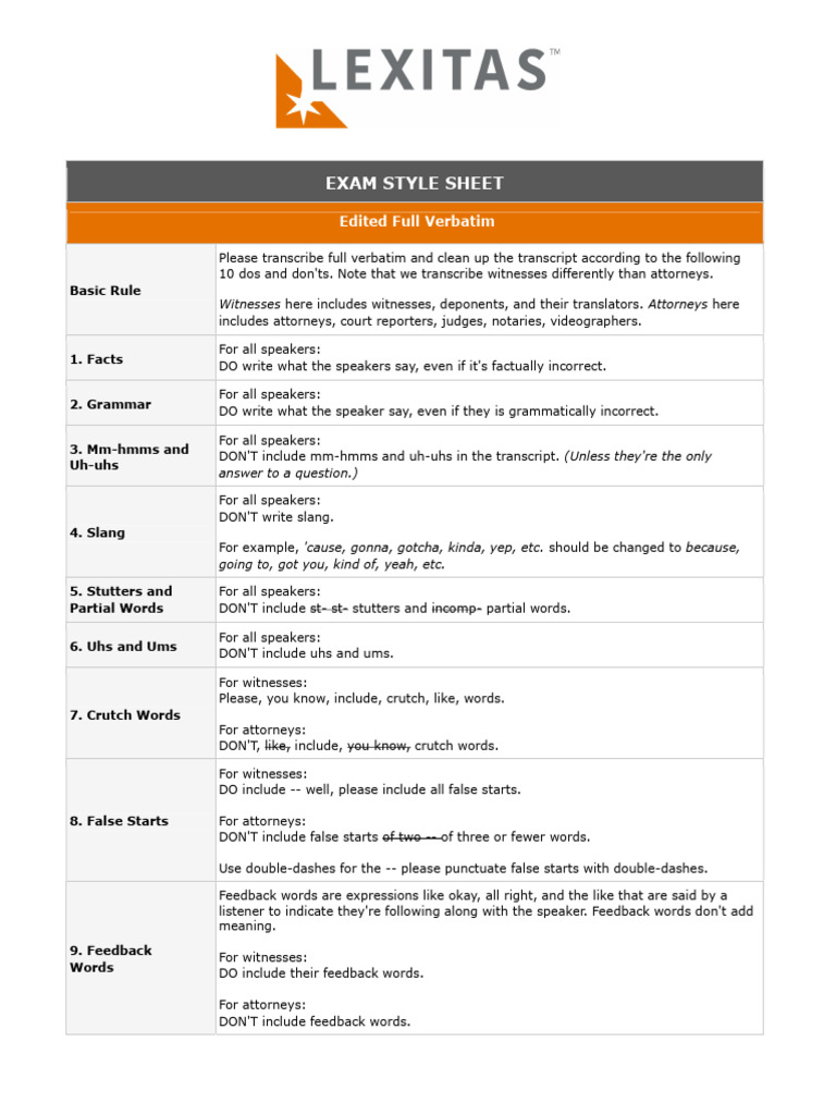 Legal Transcription Style Guide | PDF | Quotation Mark | Comma