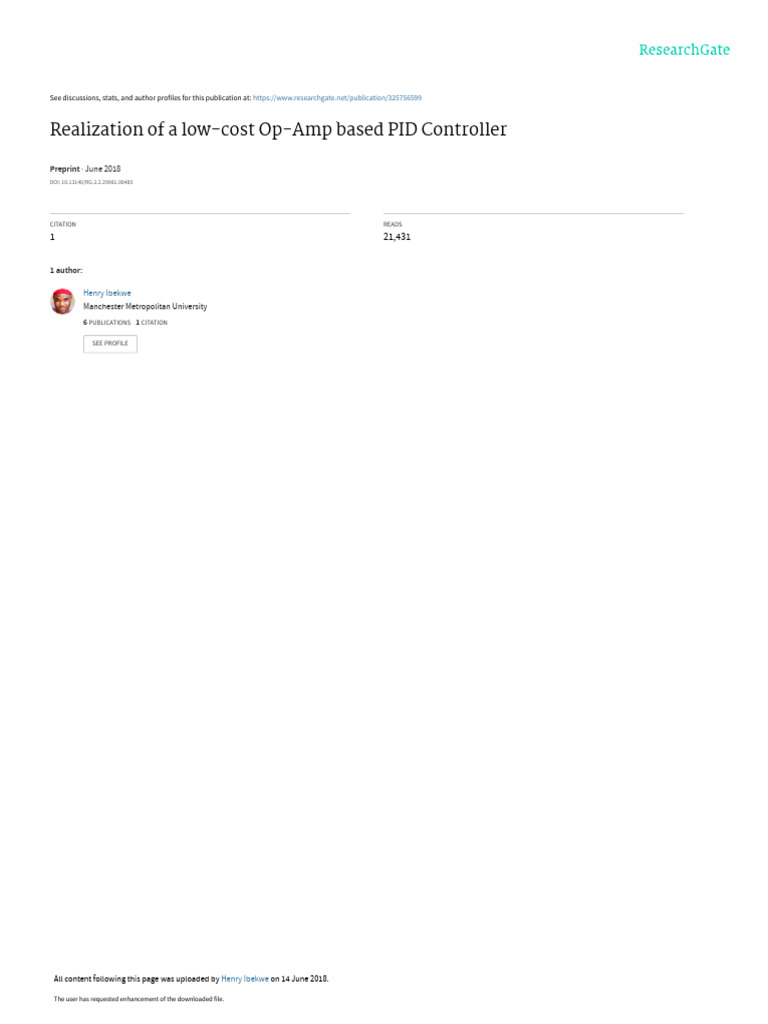 Realization of A Low Cost Op Amp Based PID Controller | PDF ...