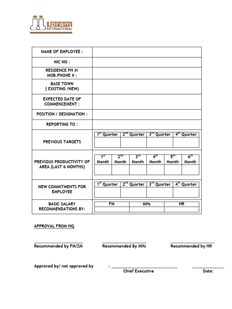 Approval Form New Employee Recruits For FF With Targets | PDF
