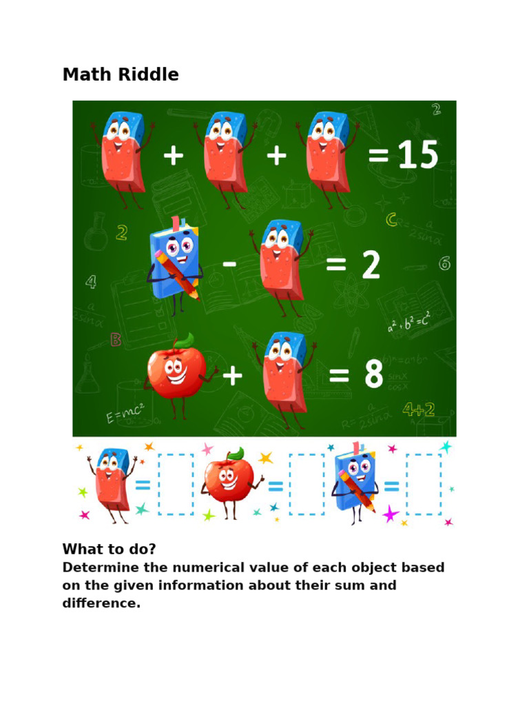 Math Riddles I Numeracy Puzzle in Eng | PDF