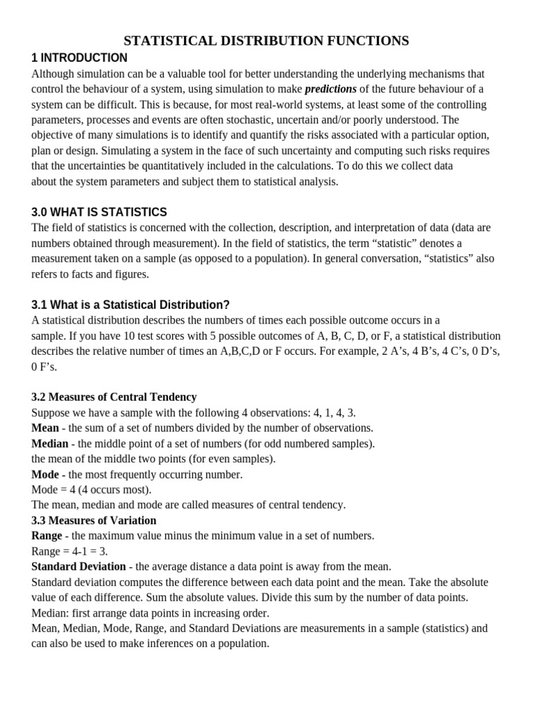 3 Statistical Distribution Functions | PDF | Normal Distribution | Mode (Statistics)