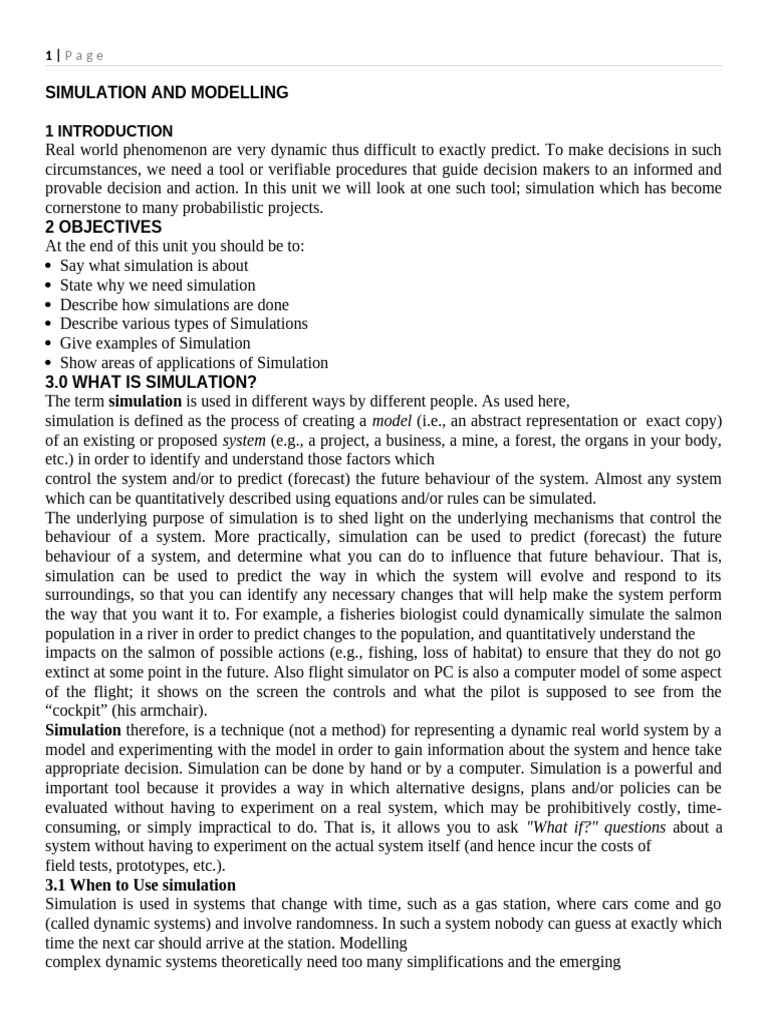 4 Simulation and Modelling 4 | PDF | Simulation | Computer Simulation