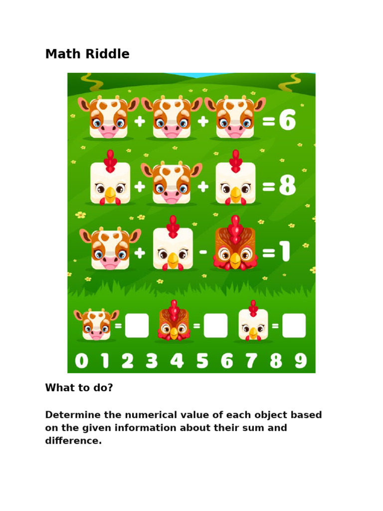 Math Riddles IV Numeracy Puzzle in Eng | PDF