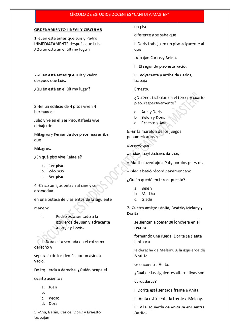 Ordenamiento Lineal y Circular (20221102 - 212458) | PDF