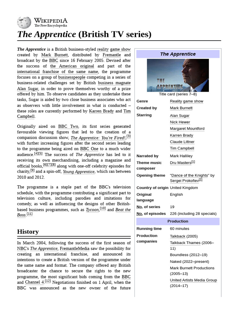 The Apprentice (British TV Series) | PDF