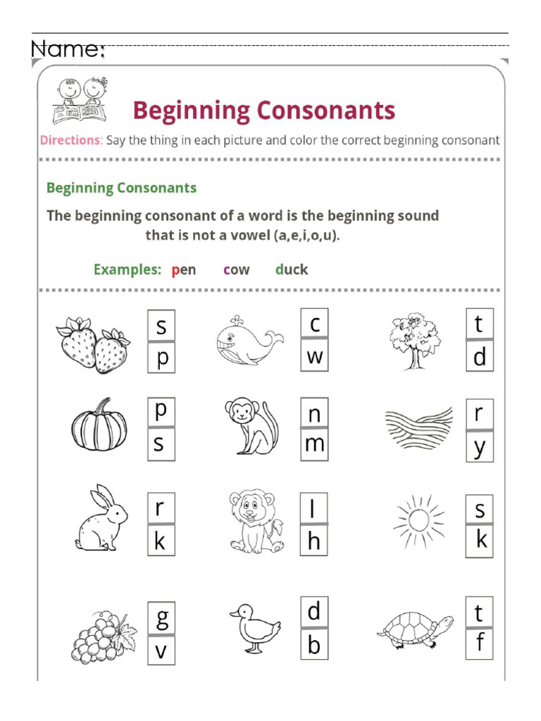 Beginning Consonants | PDF