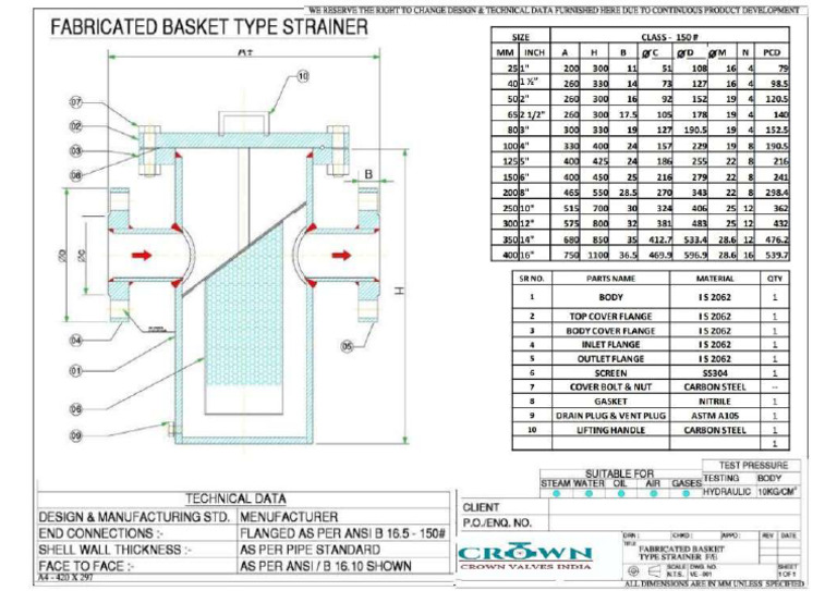Carbon Steel Strainer Drawing | PDF