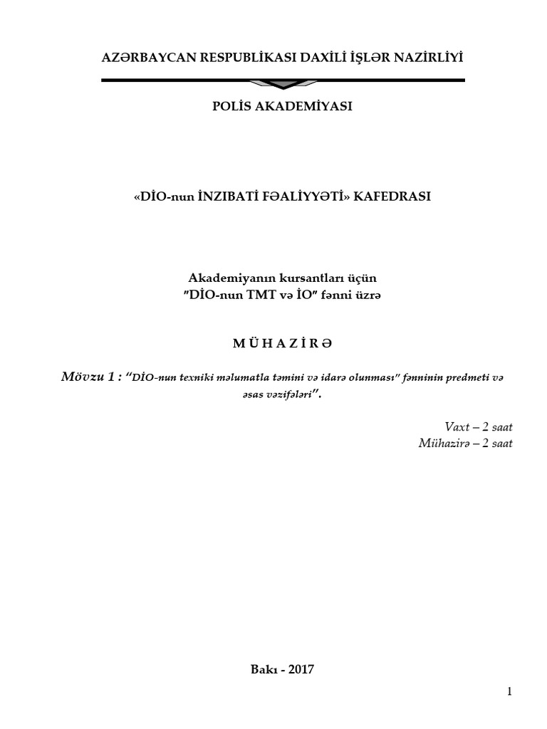 Muhazire 1 Eyanitmt | PDF