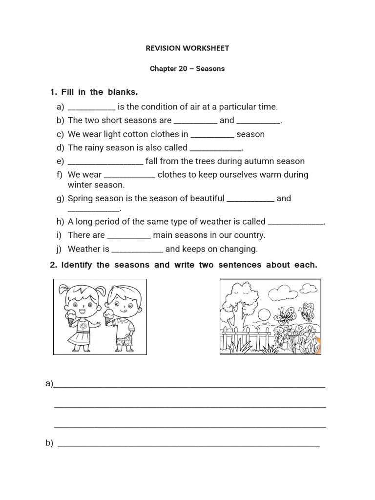Seasons Revision Worksheet | PDF