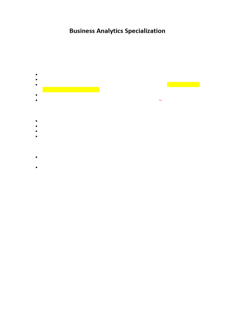 Business Analytics Specialization | PDF