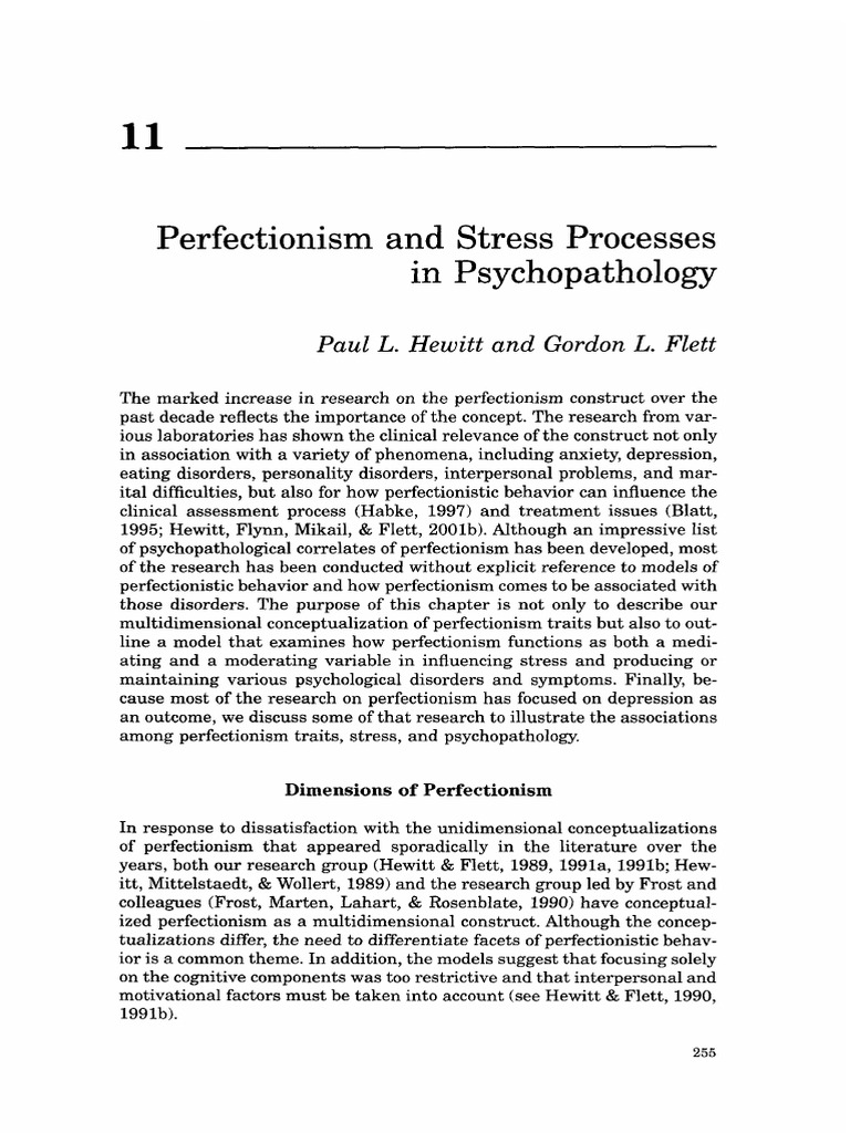 Perfectionism and Stress Processes in Psychopathology | PDF ...