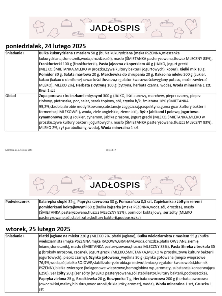 Jadlospis Polkolonie 24 28022025 | PDF